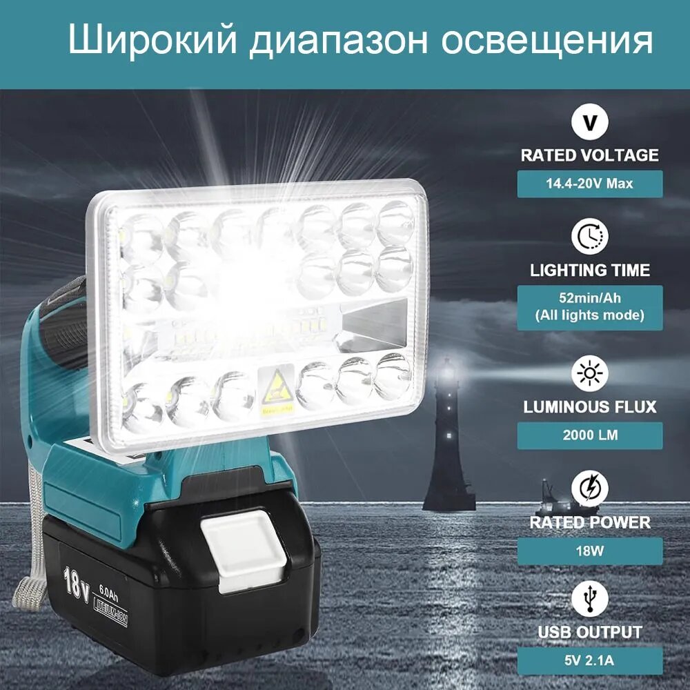 Высококачественный светодиодный рабочий светильник, совместимый с makita 18v, алюминиевый держатель лампы