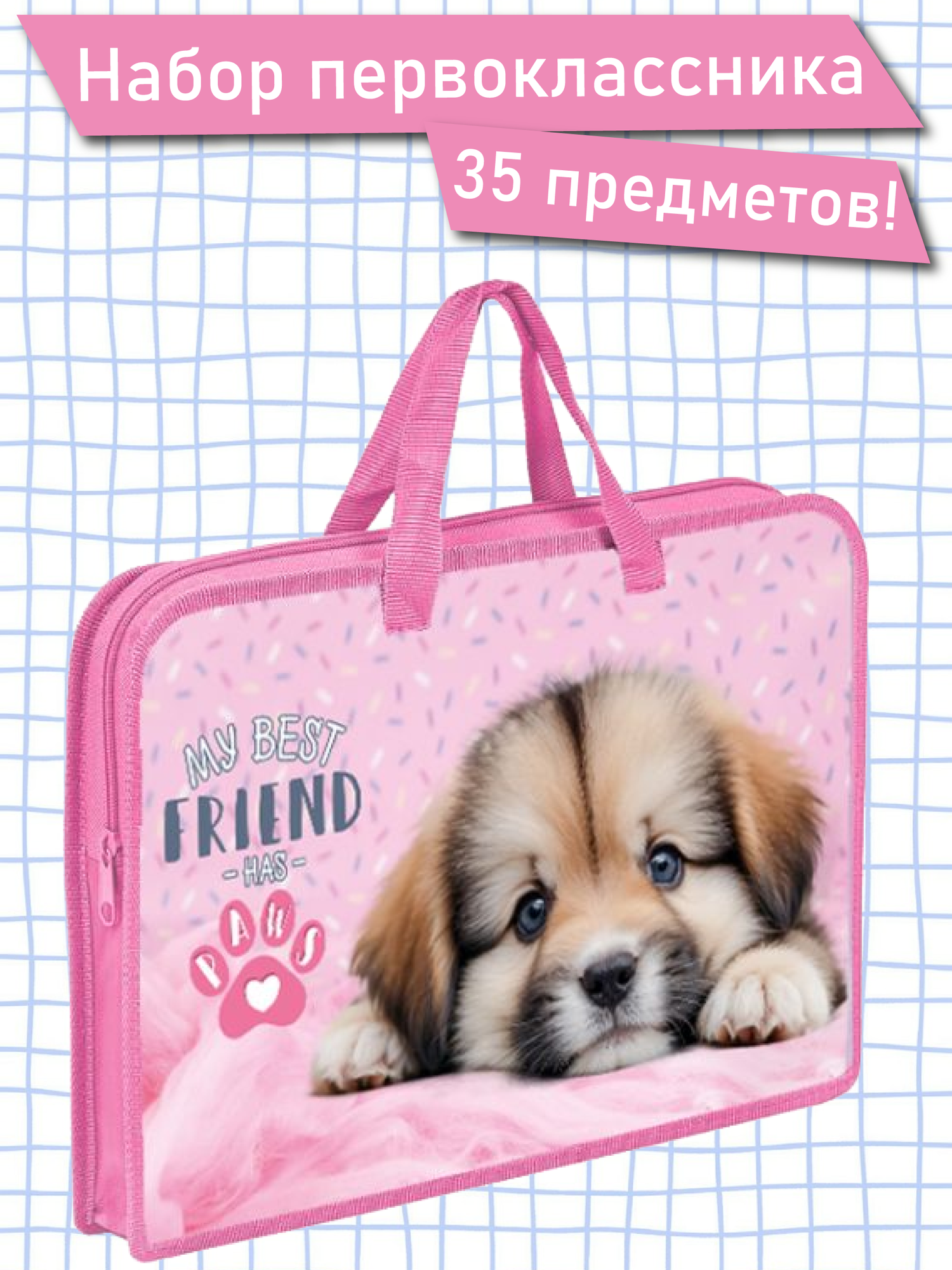 Набор первоклассника в папке 35 предметов 1шт