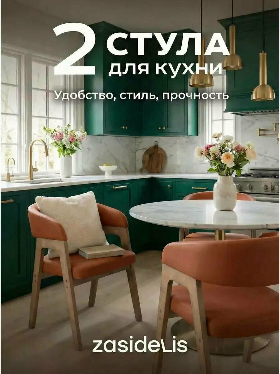 Стулья ZASIDELIS кайф мягкие для кухни дома и офиса терракотовый, из велюра, 63x56x72 см, до 130кг 2 шт