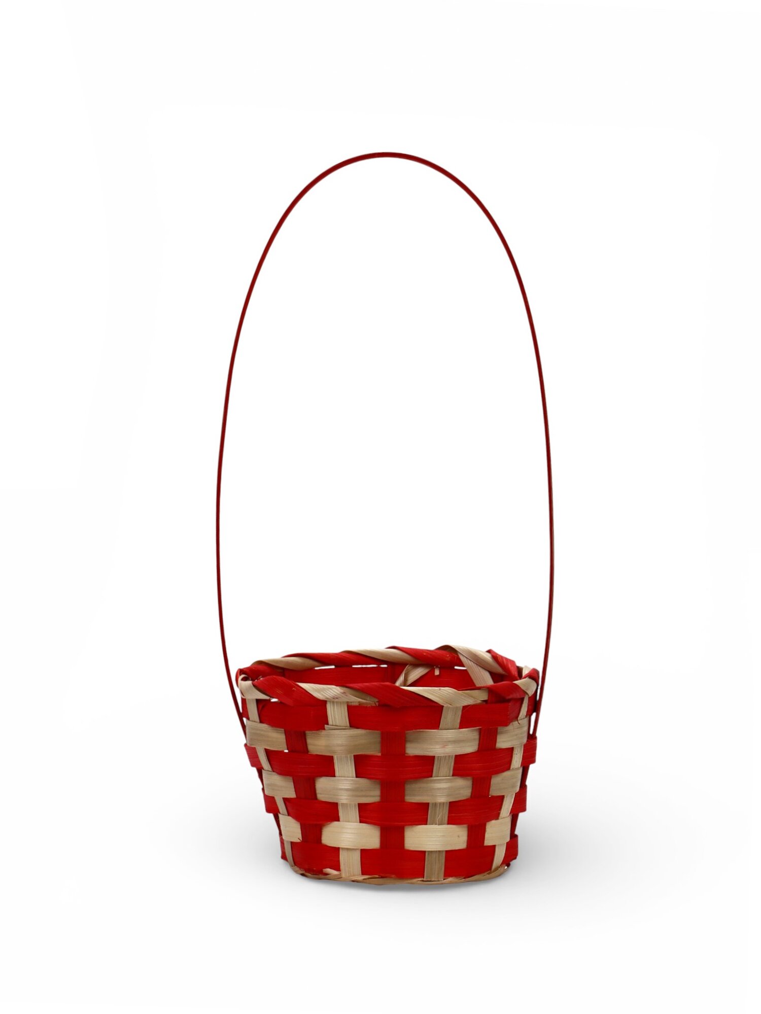 Корзина плетеная 13 х 13 х 9,5 см, ручка h=21 см, красно-белый