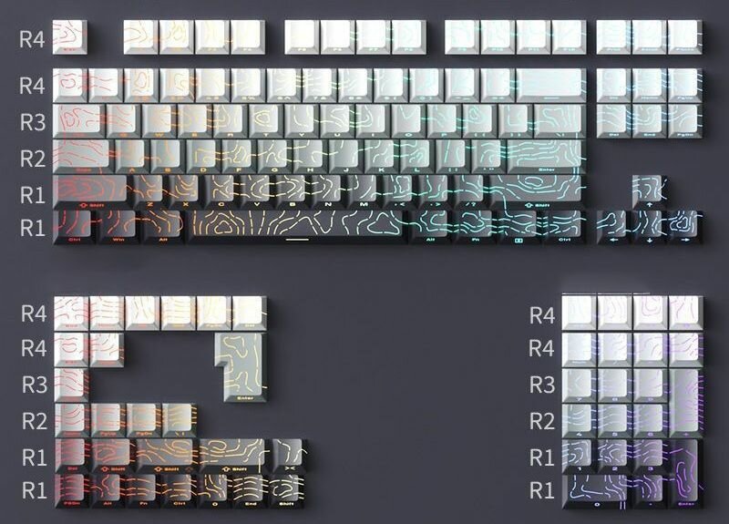 Кейкапы 4.0 для механической клавиатуры, 133шт, Контур Черный градиент