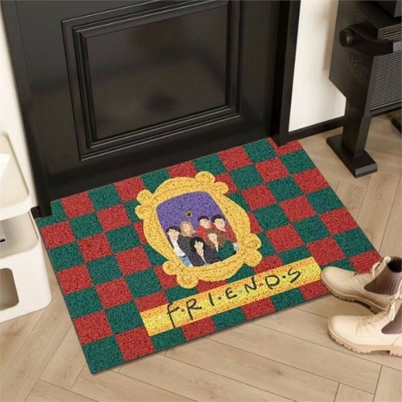 Коврик для входа Friends TV Show в красно-зеленую клетку - 120x160 см, можно подрезать, идеальная посадка
