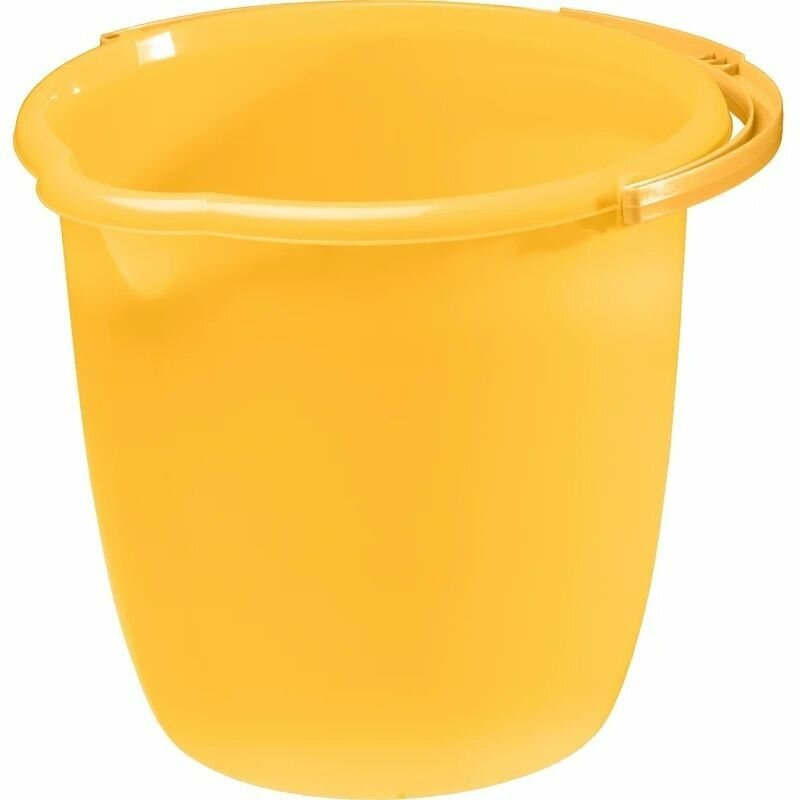Ведро хозяйственное Бытпласт объем 10 л, желтое, без рисунка 431258506