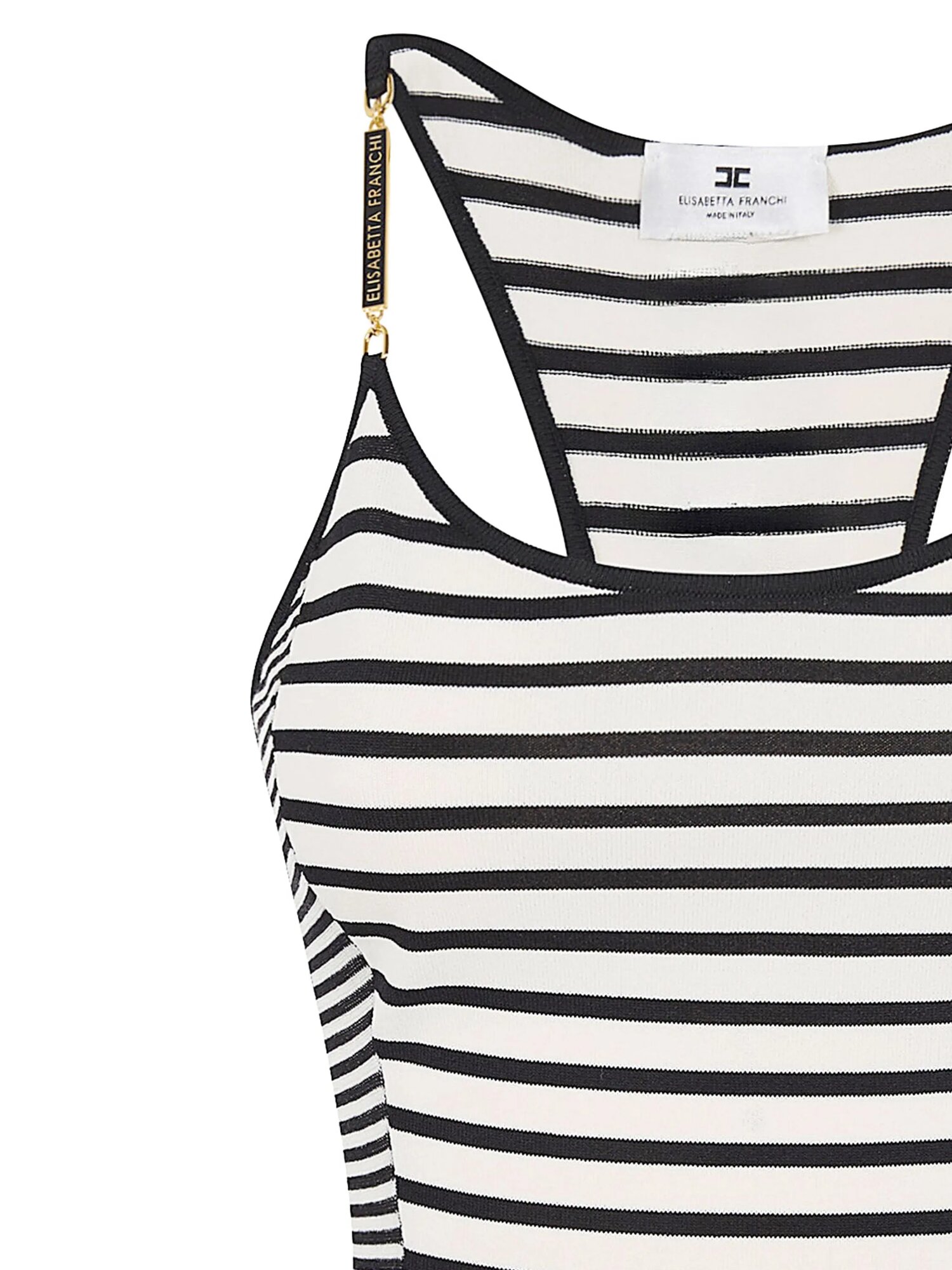 Топ Elisabetta Franchi Striped top, размер 40, white — фото 1