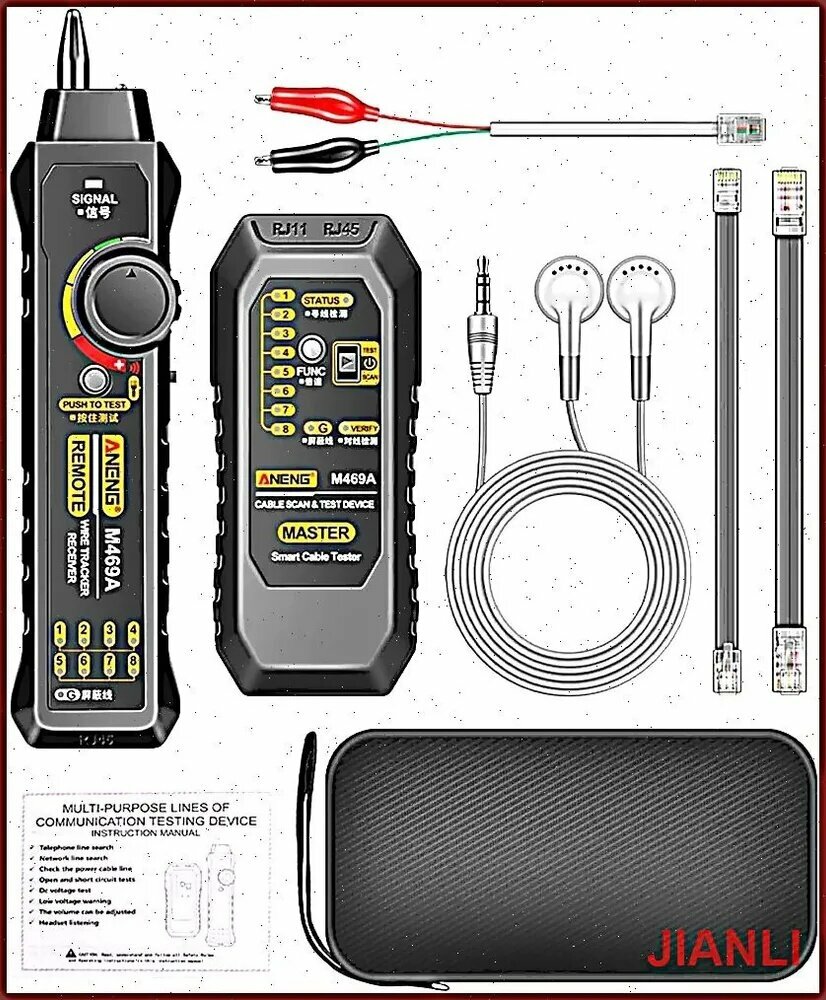 Тестер кабеля RJ-45+RJ-11 / интернет кабеля