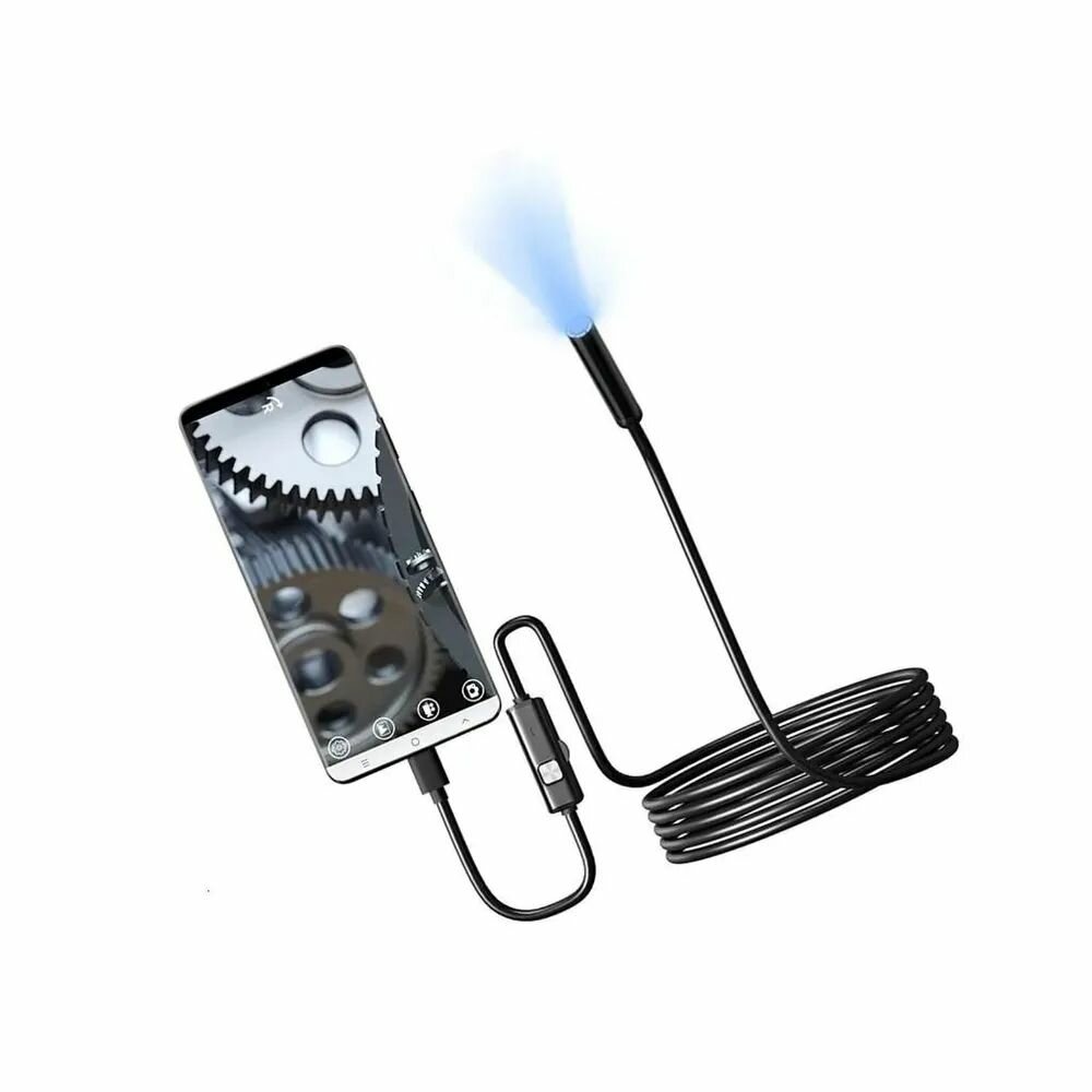 Type C USB эндоскоп 7мм гибкая камера высокого разрешения IP67 водонепроницаемый регулируемая LED подсветка для автомобильного осмотра, 1m