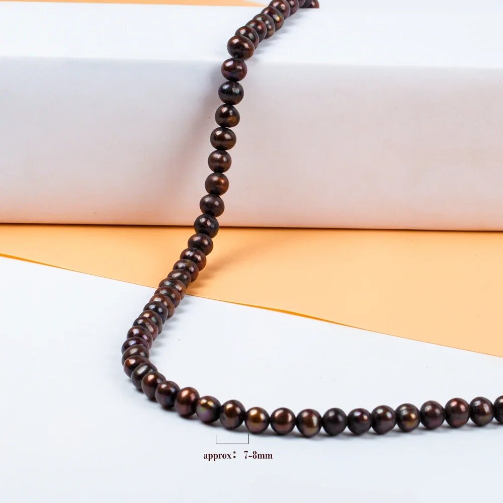 Свободные бусины для изготовления ювелирных изделий, коричневый пресноводный жемчуг, нить 7-8 мм, около формы, ручная работа, ожерелье, браслет, подарок