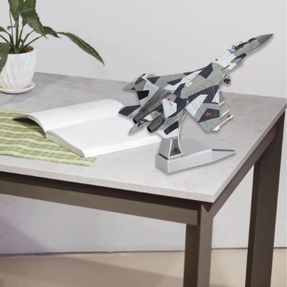 Zhanmix Литая модель истребителя Су-27, масштаб 1:72, металл, серого цвета для коллекции — фото 1