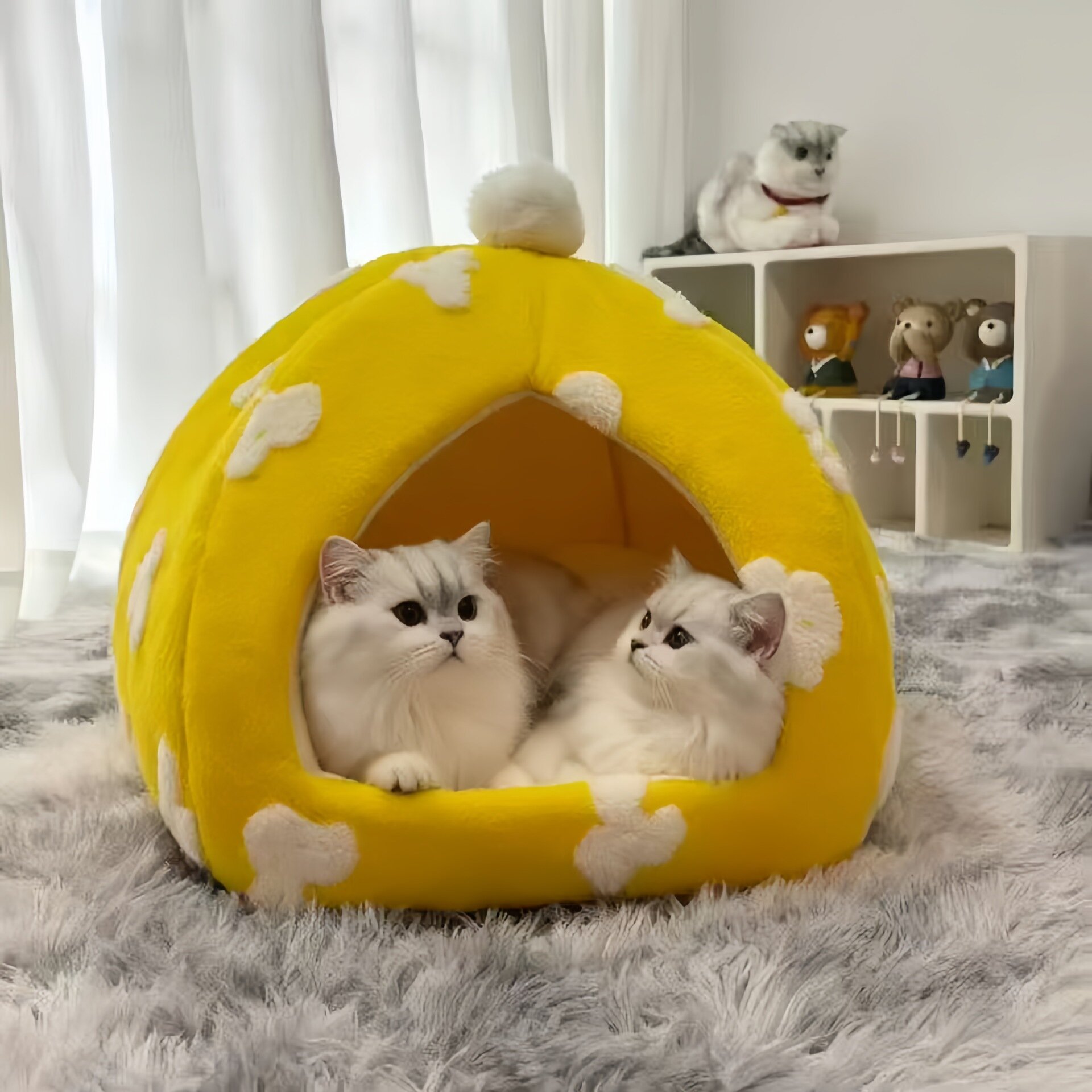 Креативная палатка для домашних животных в виде гриба, зимнее теплое гнездо для кошек, полузакрытое домашнее гнездо для собак
