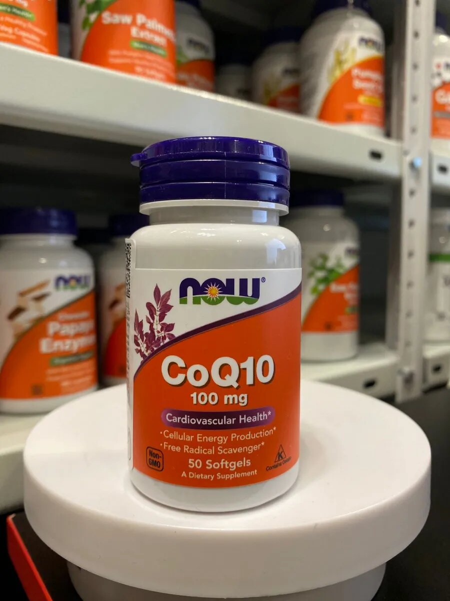 NOW CoQ10 100 mg - коэнзим Q10 для сердца, энергии и антиоксидантной защиты, 50 гелевых капсул