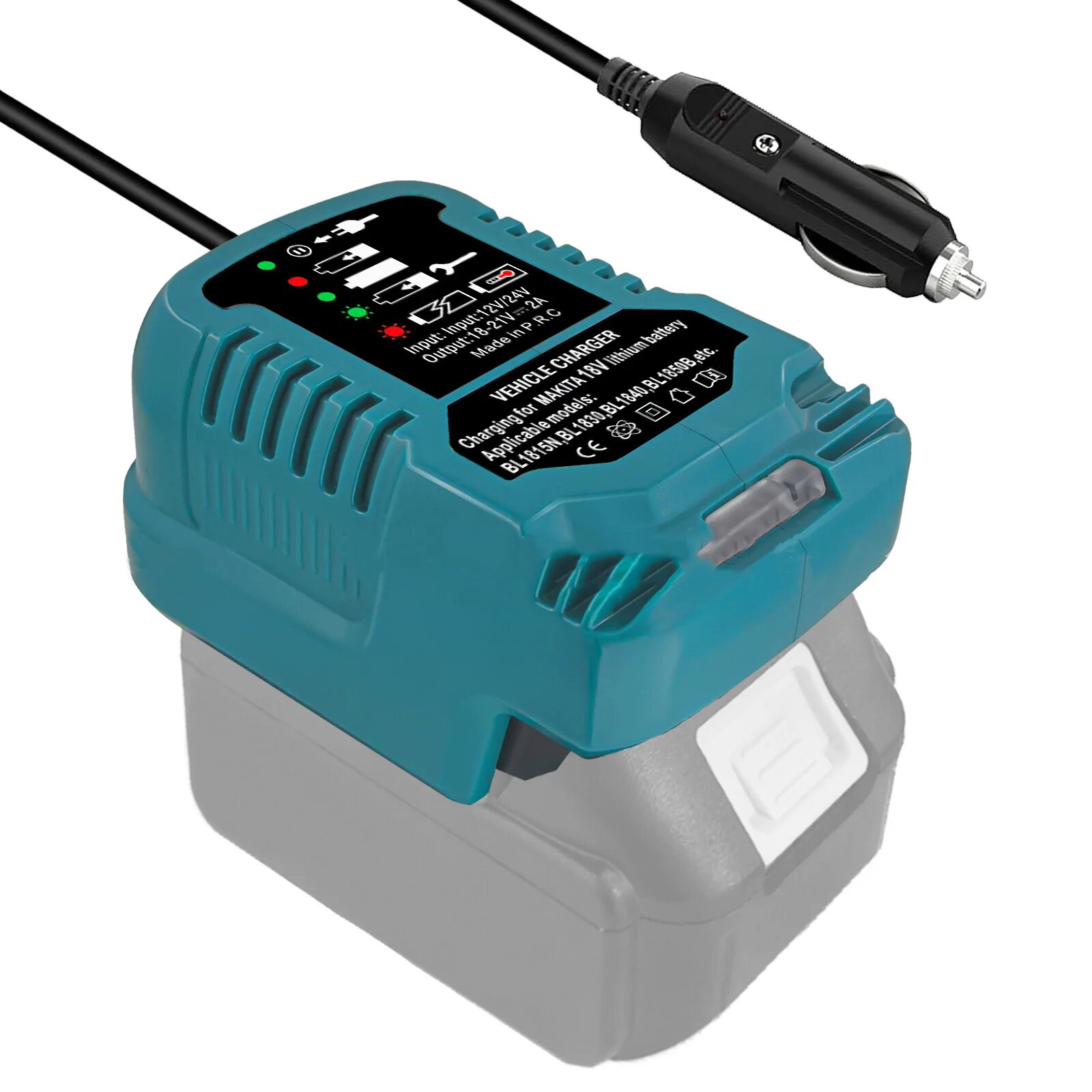 Компактное автомобильное зарядное устройство Makita Mini, аккумулятор LXT 18 В, BL1860 BL1830, литий-ионный аккумулятор постоянного тока 12 В/24 В, вилка прикуривателя со светодиодом