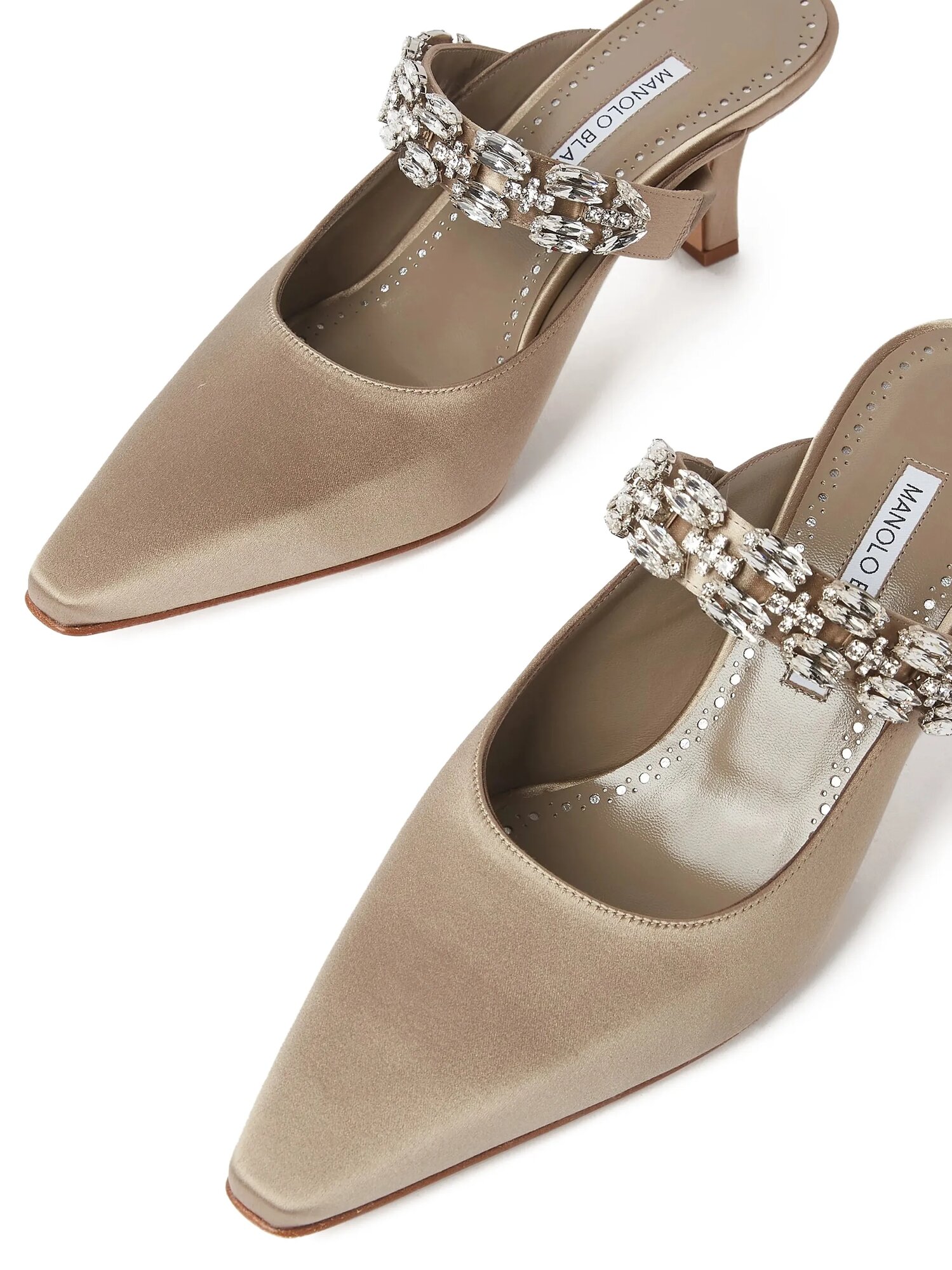 Мюли Manolo Blahnik Crystal-embellished strap mules, размер 38,5, разноцветный — фото 1