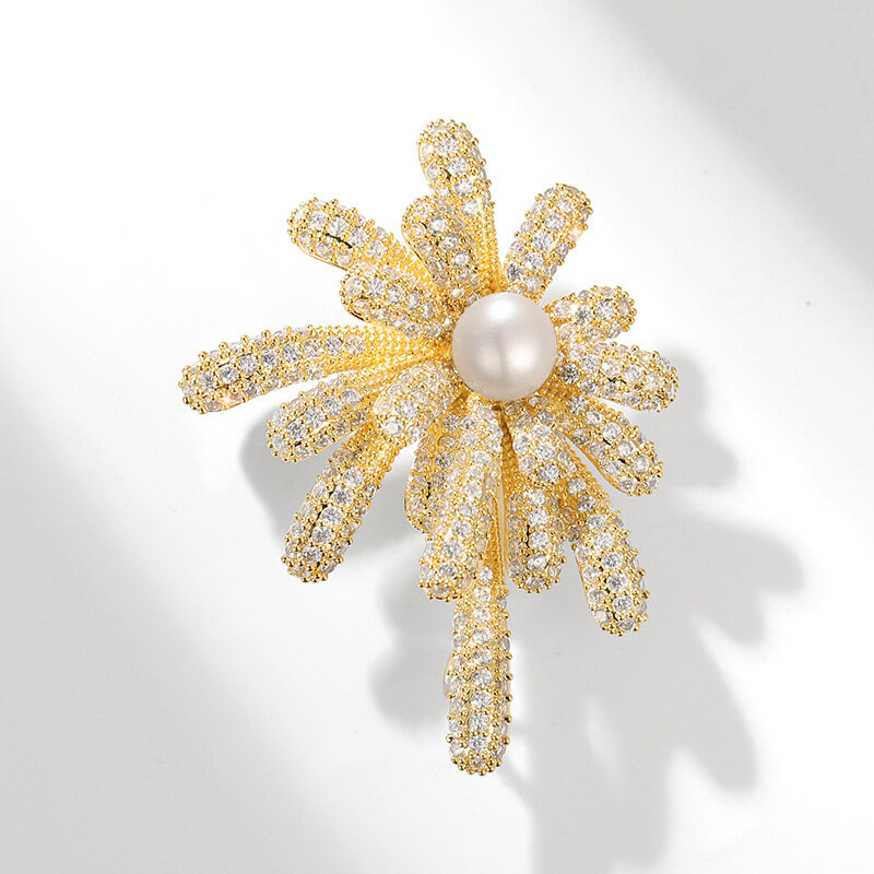 2026 Xiliang Конкубинская тяжелая ручная работа роскошная брошь с цирконом и цветами, пресноводный жемчуг, высококачественный аксессуар для пиджака, брошь-значок