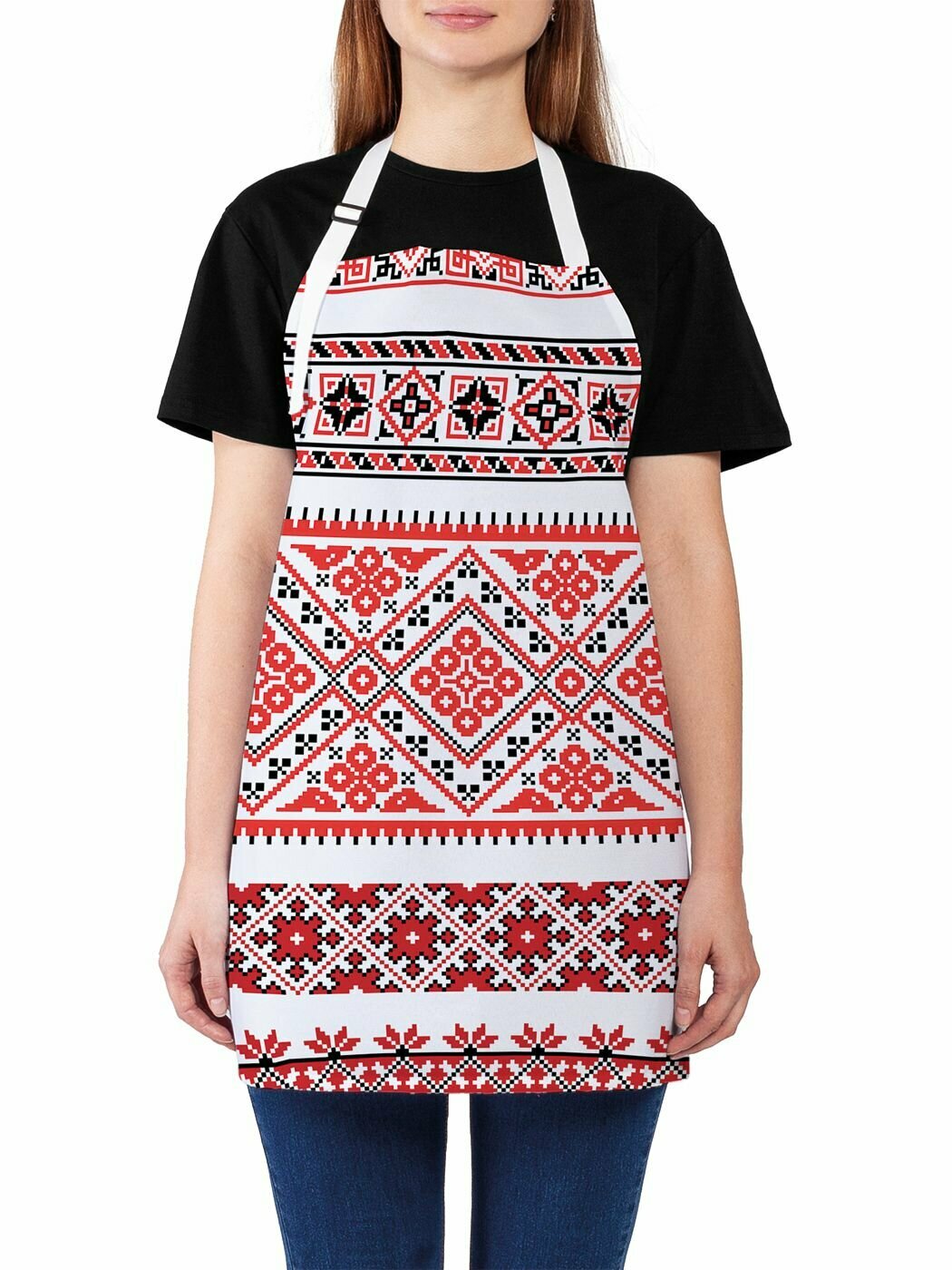 Фартук кухонный тканевый "Народная самобытность" 65х65х28 см, JoyArty