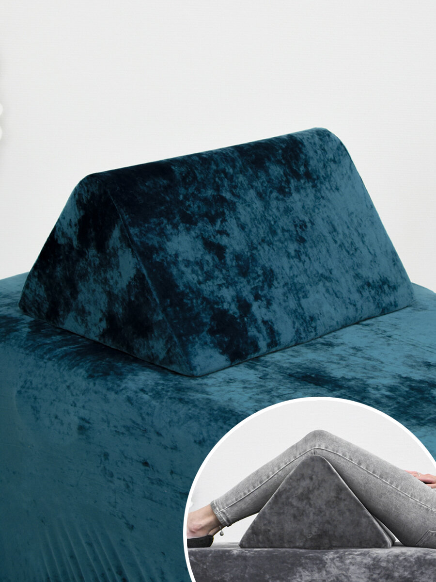 Подушка под ноги треугольник под колени на кушетку велюр, темно-бирюзовый