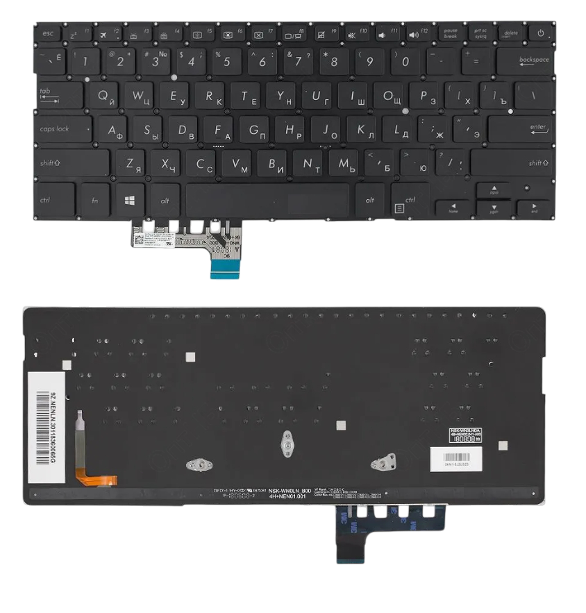 Клавиатура для ноутбука Asus ZenBook UX331UA, UX331UN, UX331FN, UX331FAL, UX331UAL, чёрная, без рамк