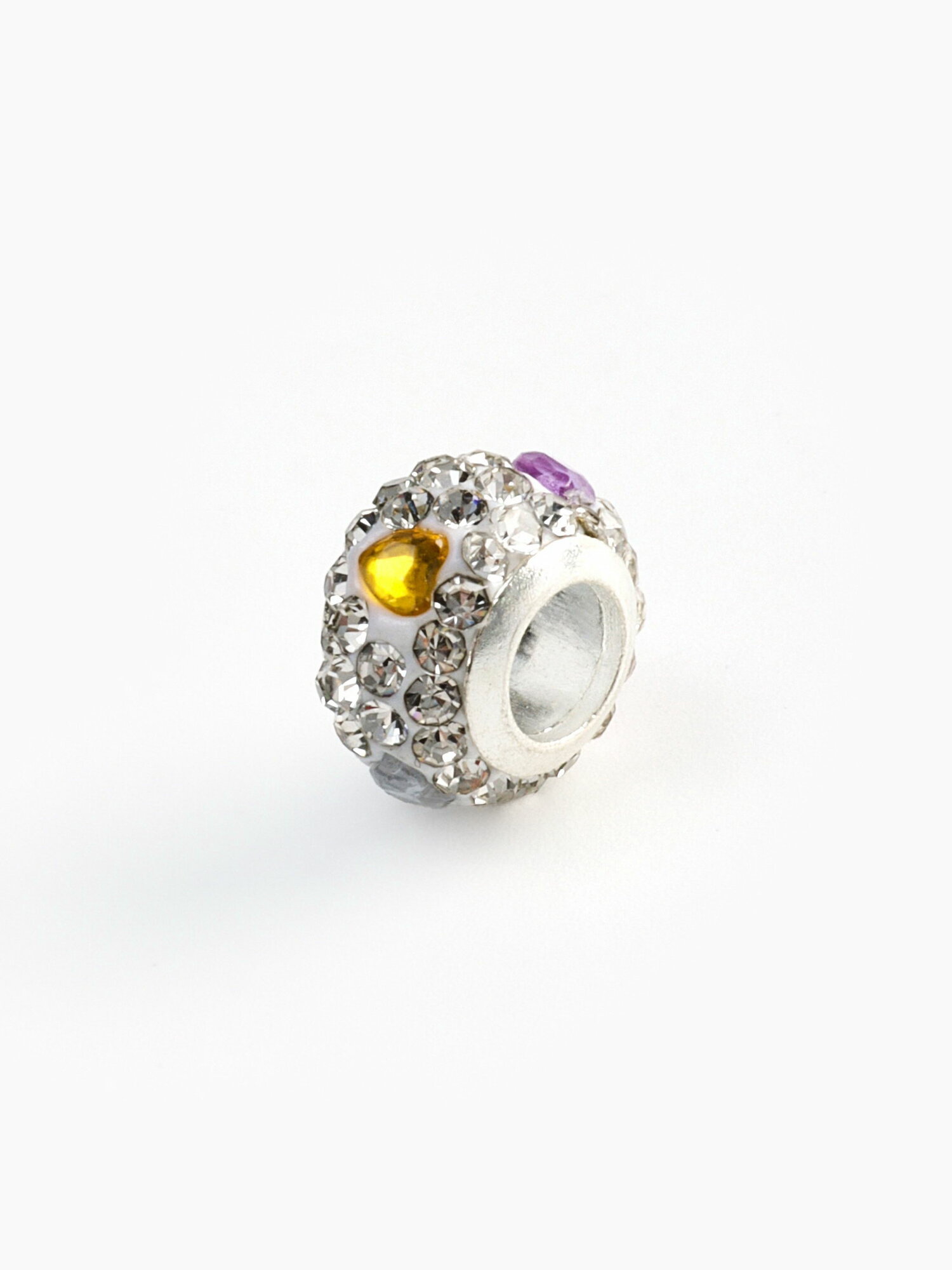 Шарм бусина "Сердечко шамбала", для творчества, микс, цвет: белый, 5 шт.