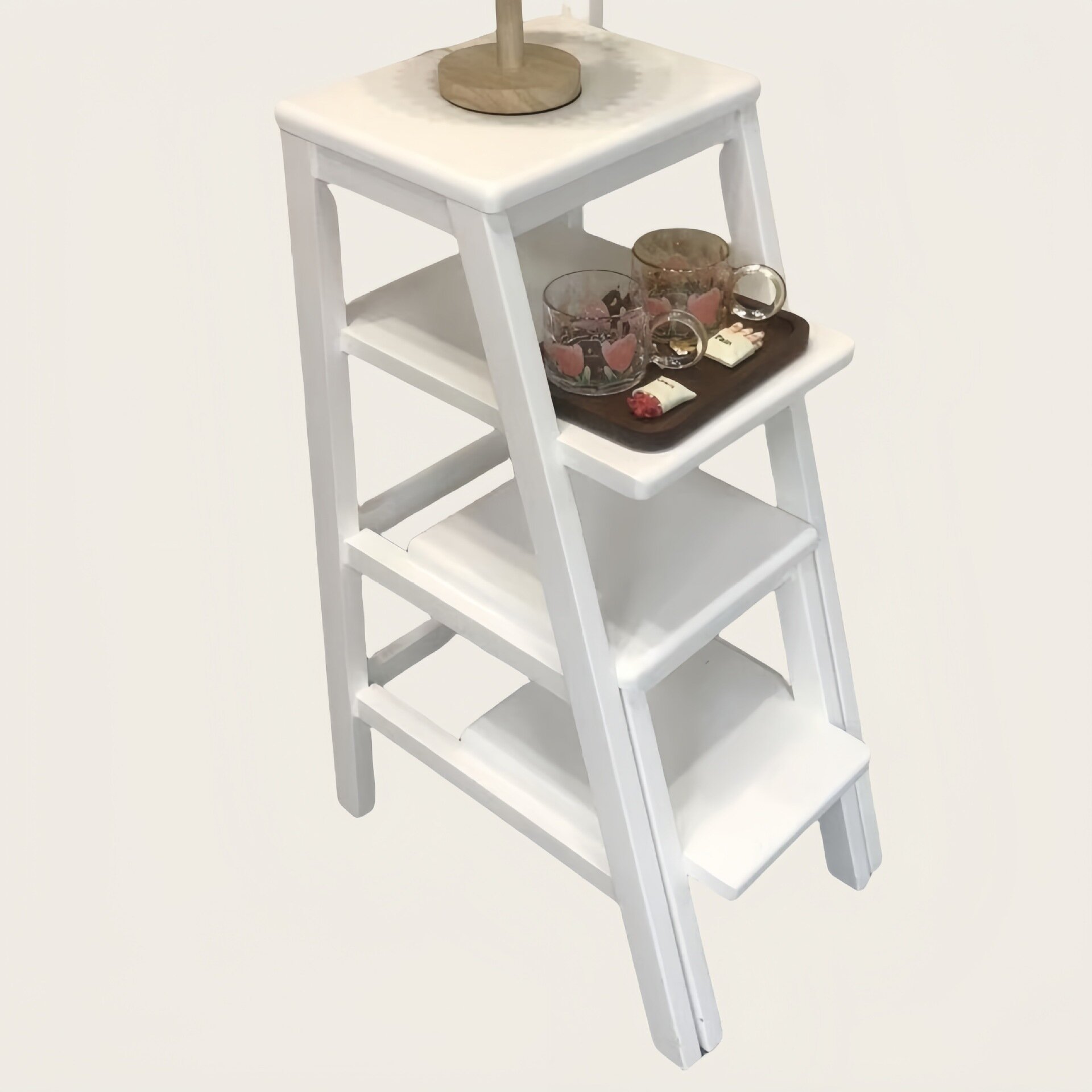 Производитель поставляет новую модель 2025 года, табурет-лестница из массива дерева, четырехступенчатая лестница, подставка для цветов, многофункциональная лестница для дома
