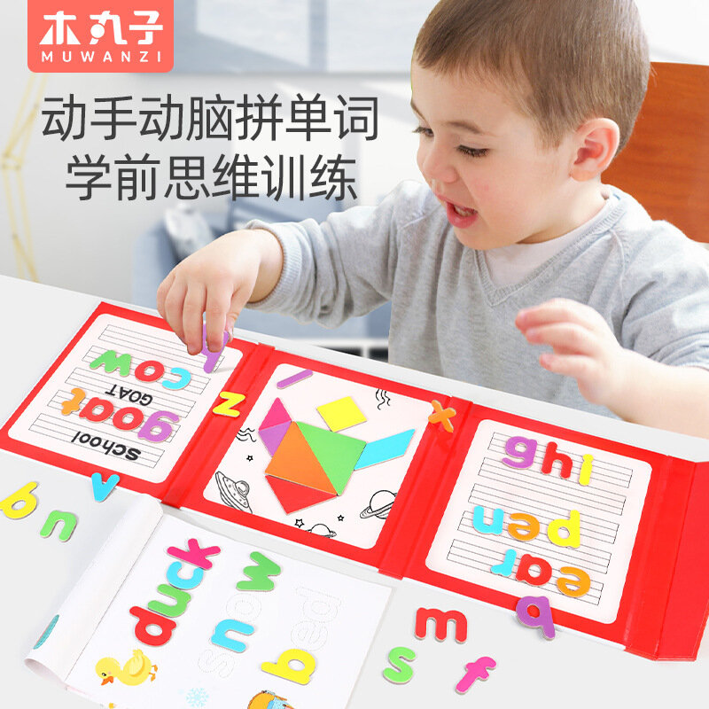 Деревянные головоломки с английскими словами, карточки, блоки для сопоставления, головоломки для детей, раннее развитие, обучение английскому языку, когнитивные игрушки