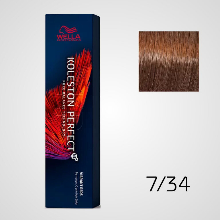 7/34 Стойкая крем краска Koleston 60 мл Wella Koleston Pure Balance 7/34 Краска 60 мл