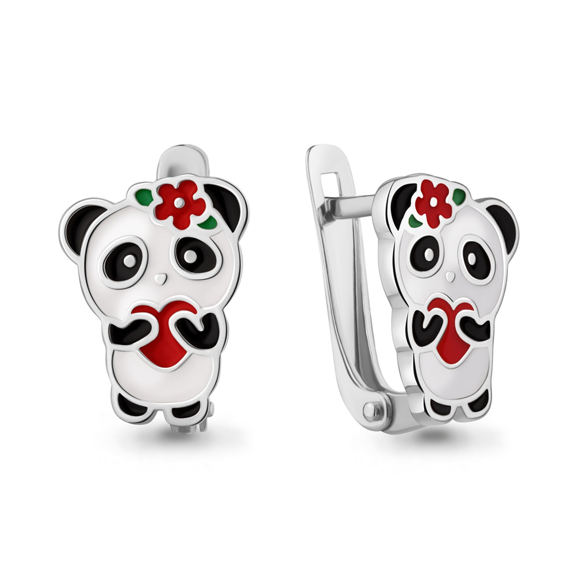 Серьги, серебро, 925 проба, родирование, эмаль