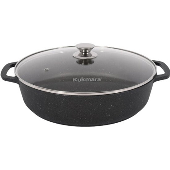 Сотейник Kukmara Темный мрамор 32см со стеклянной крышкой (смт3281а)