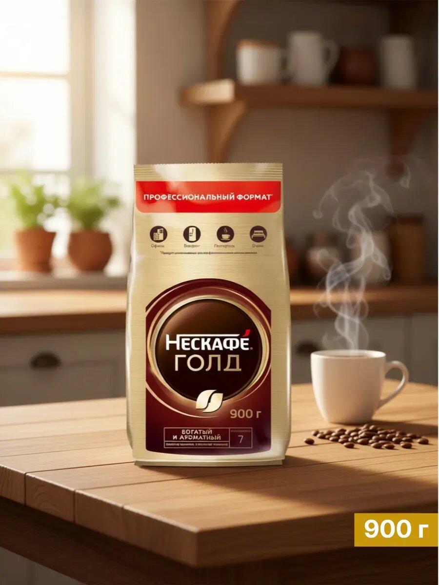 Нескафé Кофе растворимый Сублимированный 900г. 1шт.