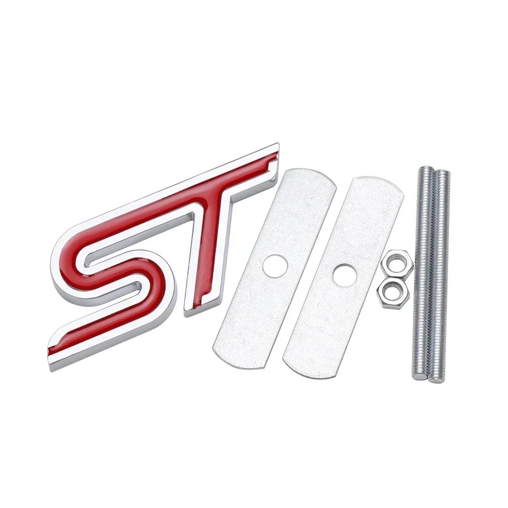 Автомобильная эмблема ST из алюминиевого сплава, передняя решетка радиатора, Silver red Grille