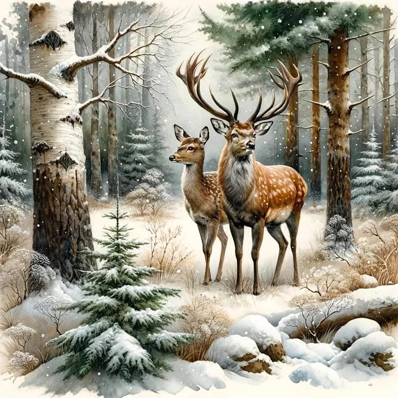 Набор для вышивания крестиком «Животные»: «Олень сика» — ручная вышивка, декор для гостиной, зимний декор