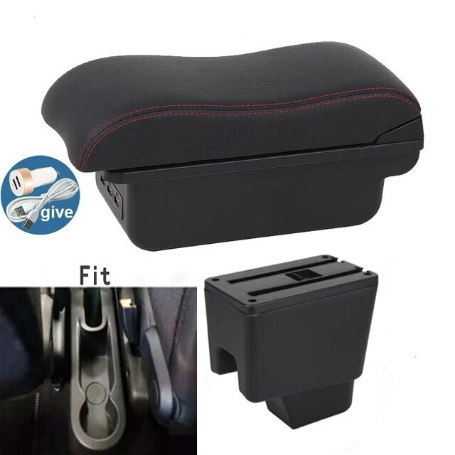 Подлокотник для Renault Kaptur, универсальный подстаканник центральный B-Black red line