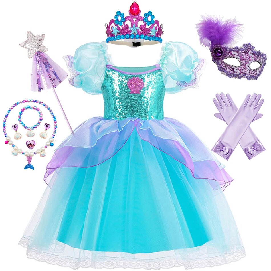 Детское платье Русалочка Ариэль оllobebe 7-8Y Tag-140, Сиреневый, Sets 06