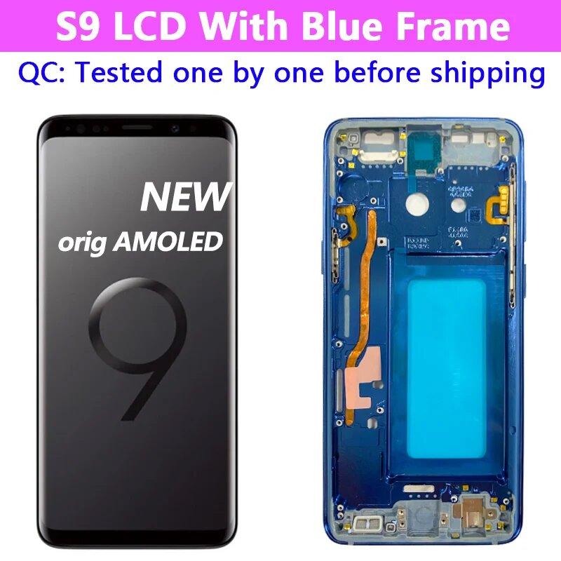 AMOLED-дисплей для SAMSUNG Galaxy S9 G960, дигитайзер сенсорного экрана в сборе G960F/DS OLED TFT LCD с заменой рамки
