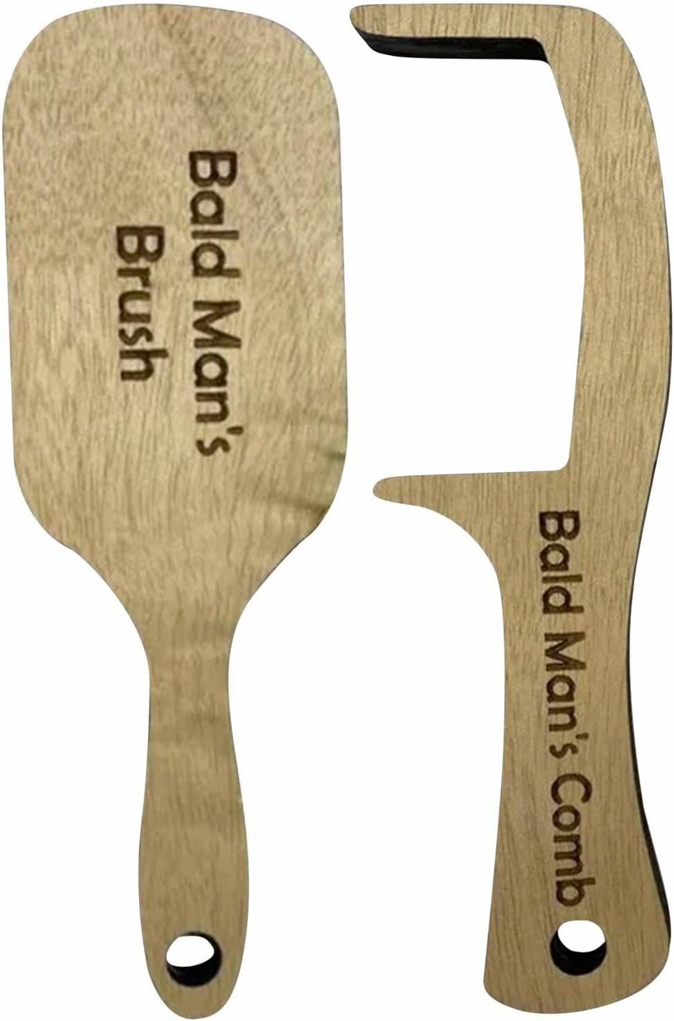 Деревянный набор для ухода за лысыми мужчинами - 2 расчески без зубьев, 1 щетка и 1 полирующий брусок - Инновационные инструменты для прореживания волос, полировки и мелирования.