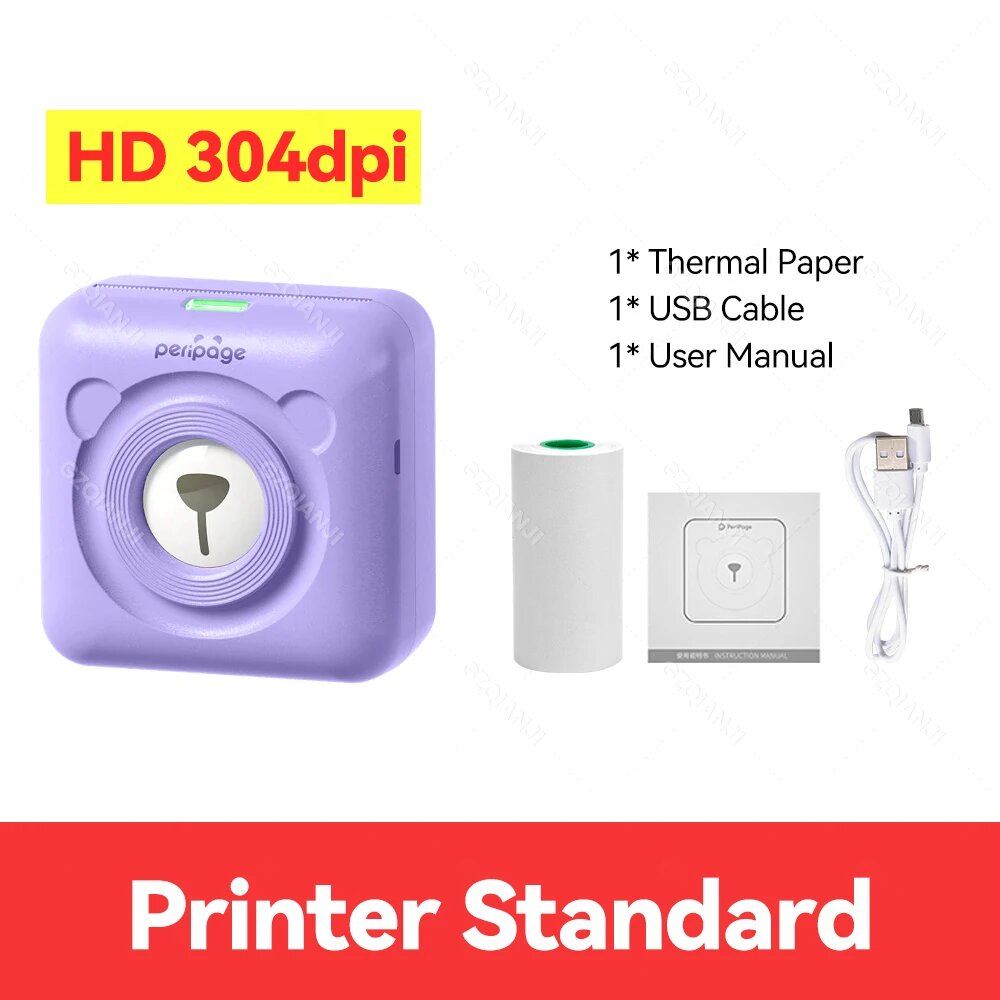 Мини-принтер Peripage A6 желто-фиолетовый 304PE Printer