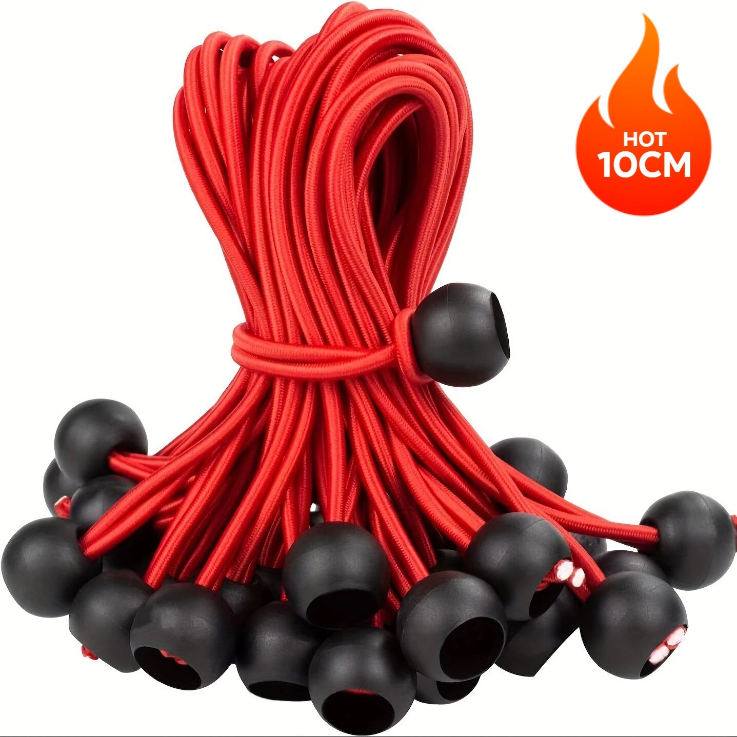 Банджи-шнуры черные 10 шт. Черный, Red black10cm