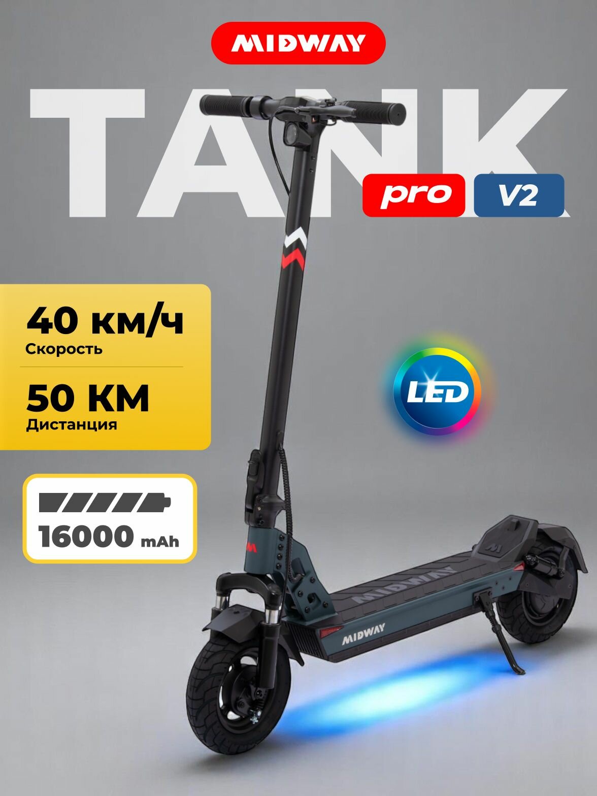 Электросамокат MIDWAY TANK PRO V2 / самокат электрический взрослый