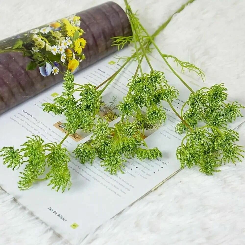 Искусственные цветы для декора флористические премиум Укроп цветущий зеленый 3 ветки 43 см