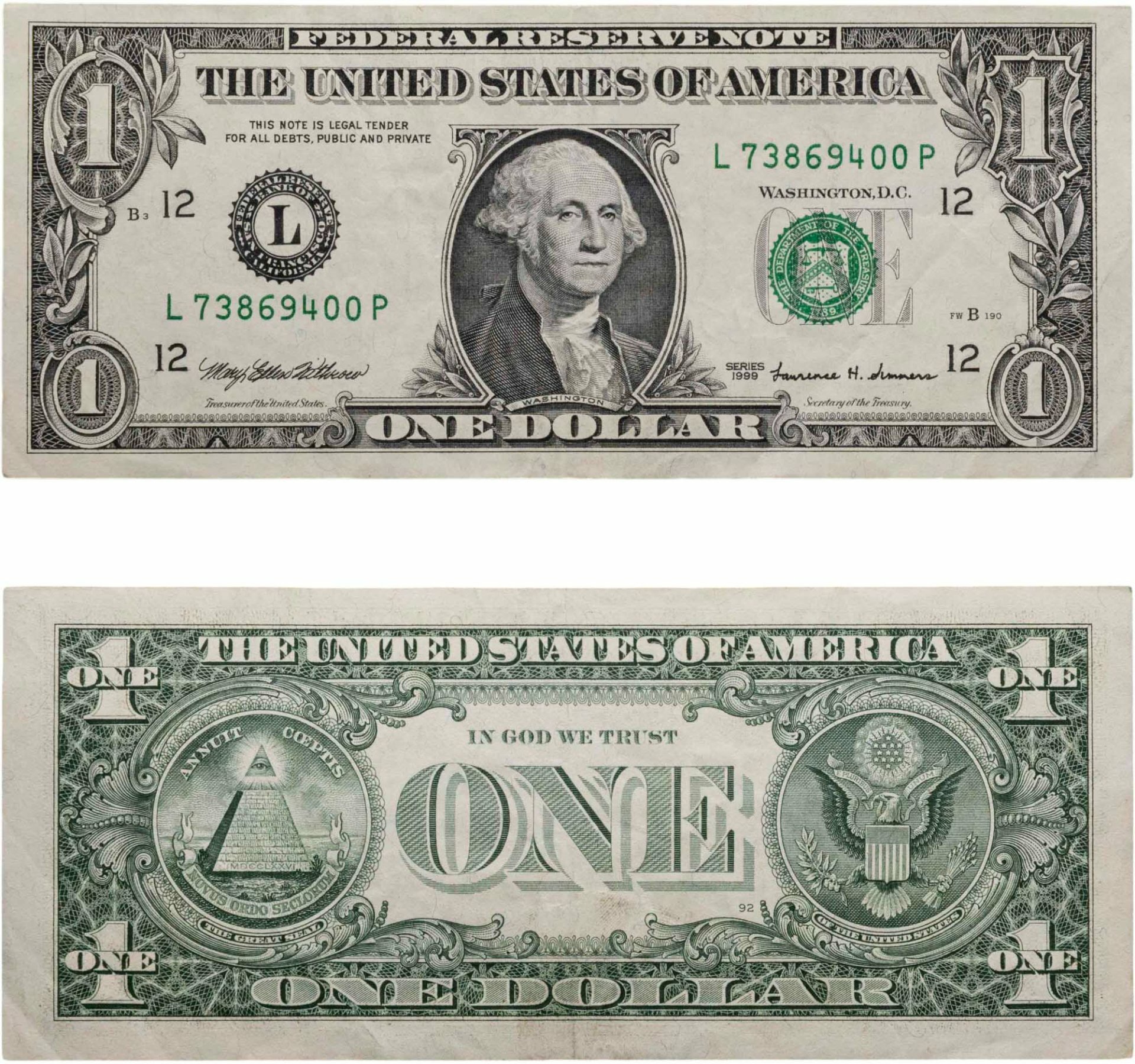 США 1 доллар 1999 Pick 504 L-Сан Франциско "FW" Fort Worth