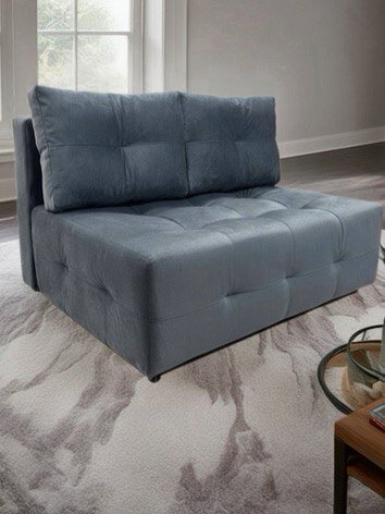 Мини диван-кровать в стиле лофт "Марс" серый велюр Кабрио № 31, 120 х 75 х 90 см