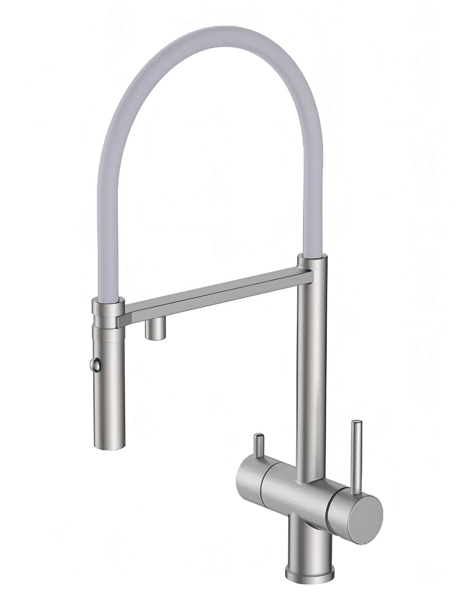 Смеситель для кухонной мойки Gappo G4397-85 с подключением фильтра питьевой воды и гибким изливом, сатин