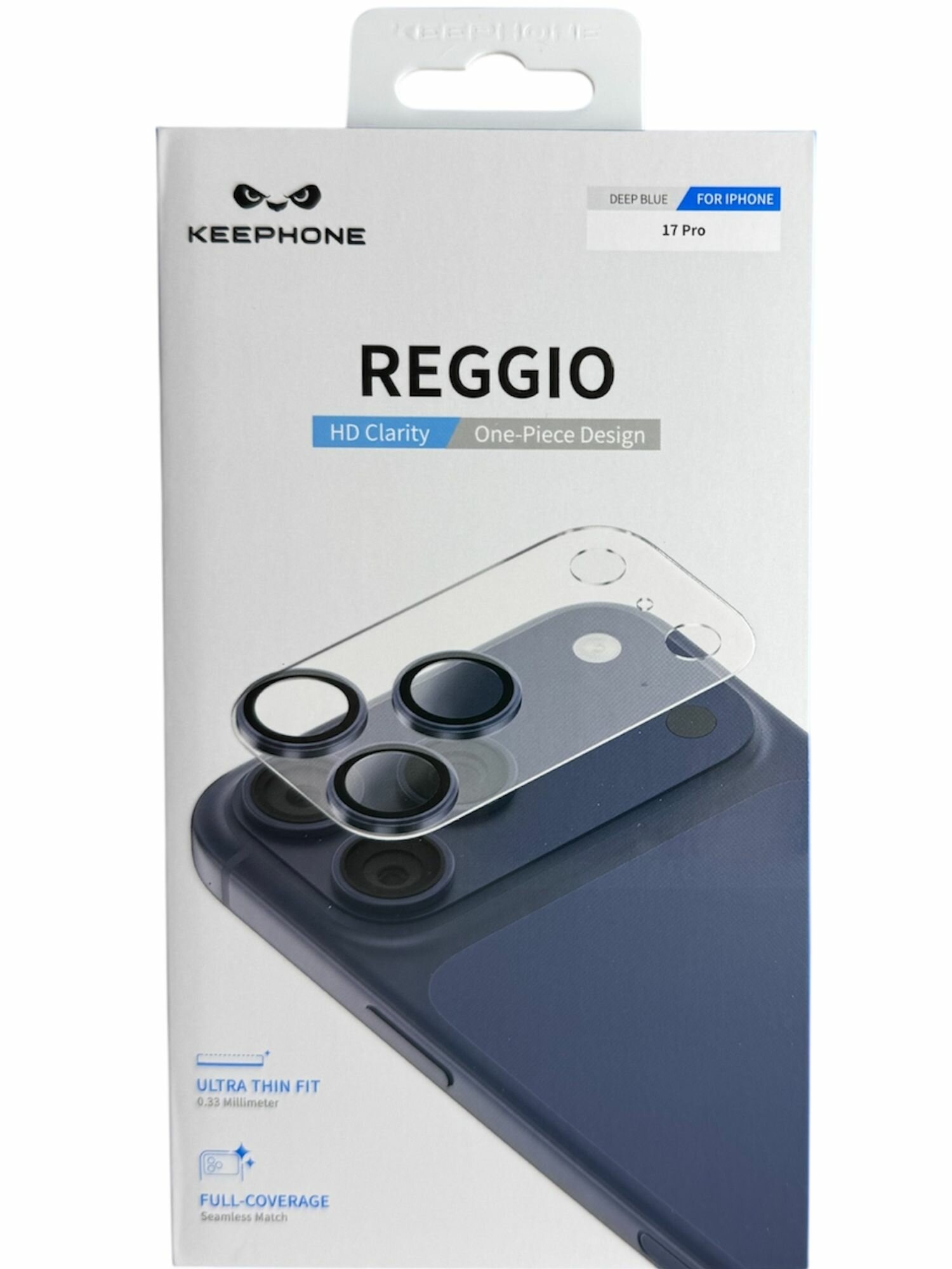 Защитные Линзы KEEPHONE REGGIO на всю камеру для телефона iPhone 17 Pro, PREMIUM camera lens, цвет Deep Blue (синие / прозрачные)