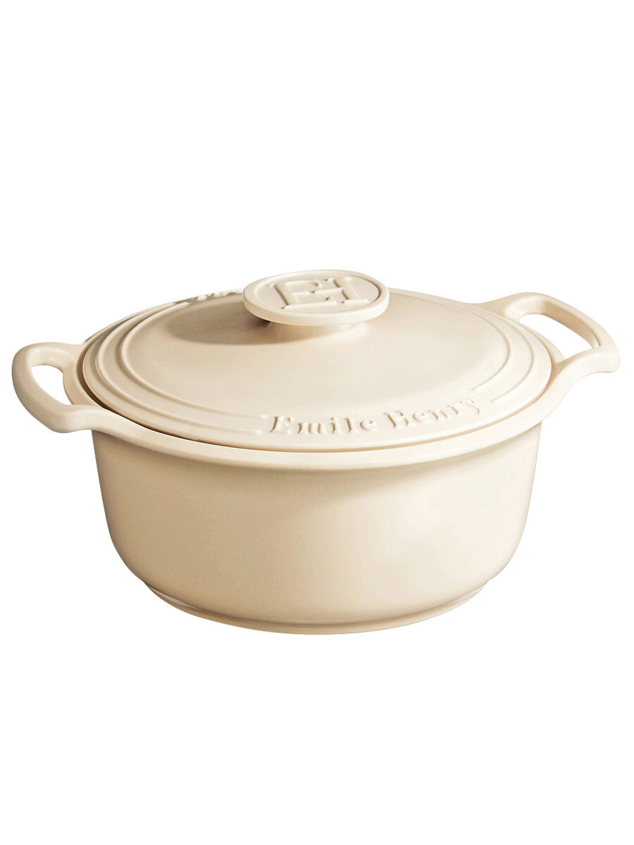 Кастрюля Emile Henry Sublime 4 л, 28 см, цвет крем, керамика, с крышкой