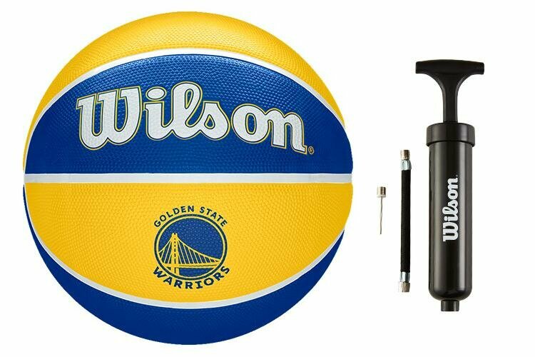 Баскетбольный мяч унисекс Wilson NBA Golden State Warriors, желтый синий мультиколор, Size 7
