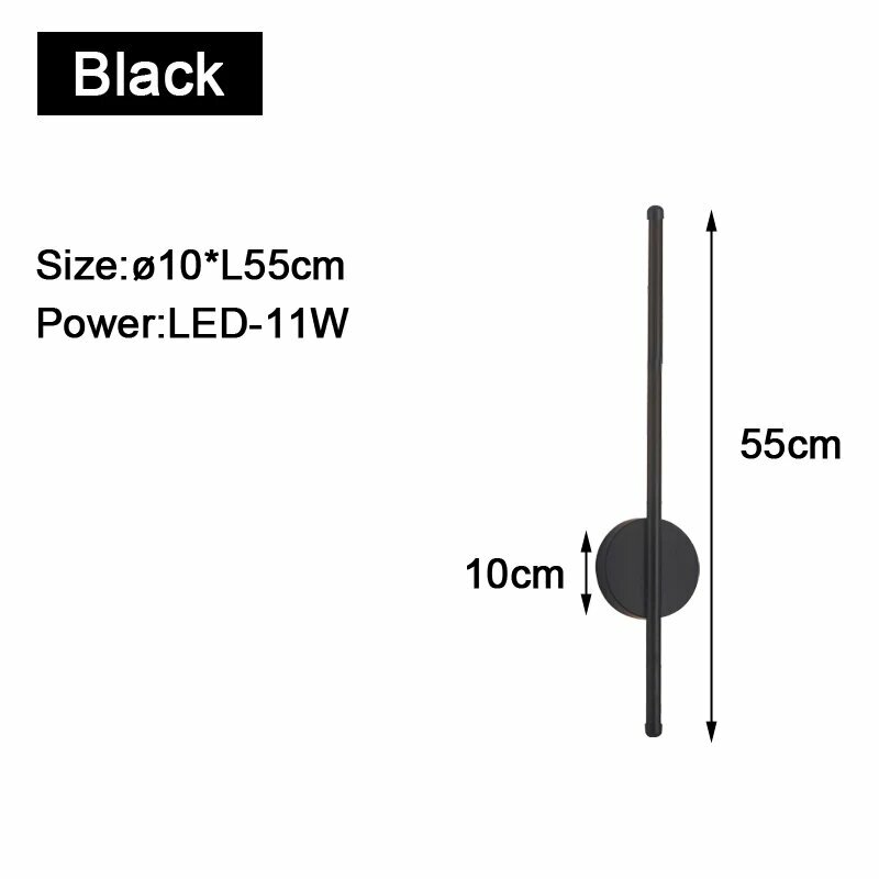 LED настенные светильники MANGDAL черный золото 3 Colors, Black 550mm, With US Plug