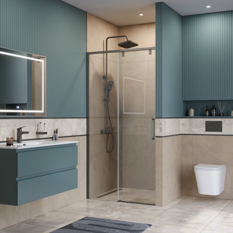 Душевая дверь BelBagno SOFT_CLOSE-1-BF-1-110-C-GM 110 стекло прозрачное/профиль оружейная сталь