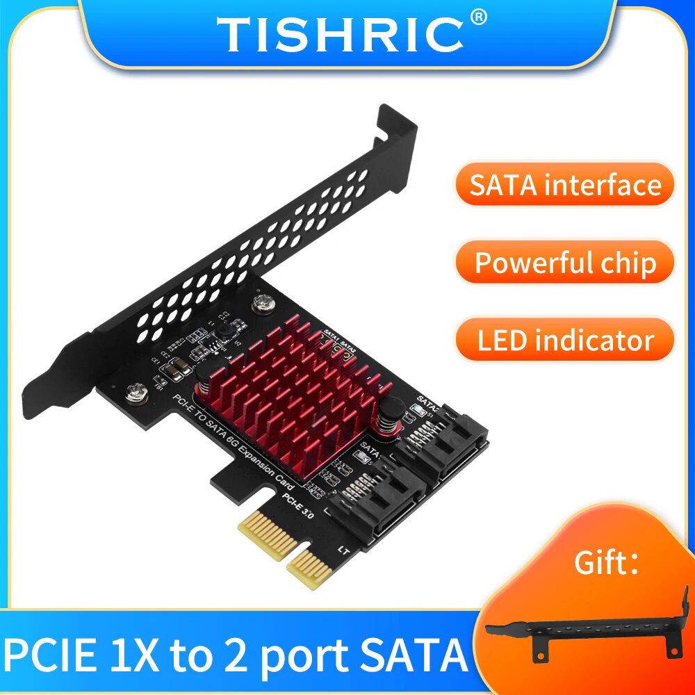 Карта расширения TISHRIC PCI-E SATA до 2/4/6/8/10 портов pcie 1x to 2 sata