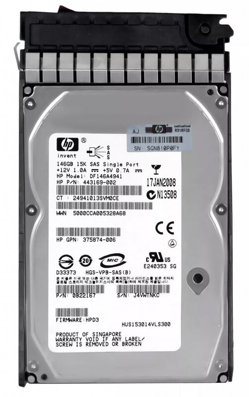 Жесткий диск HP 146Gb 15000 SAS 3.5" HDD 443169-002
