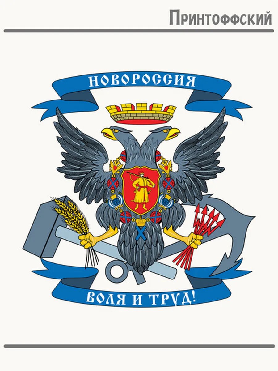 Термонаклейка для одежды и аксессуаров DTF-печать новороссия герб воля и труд
