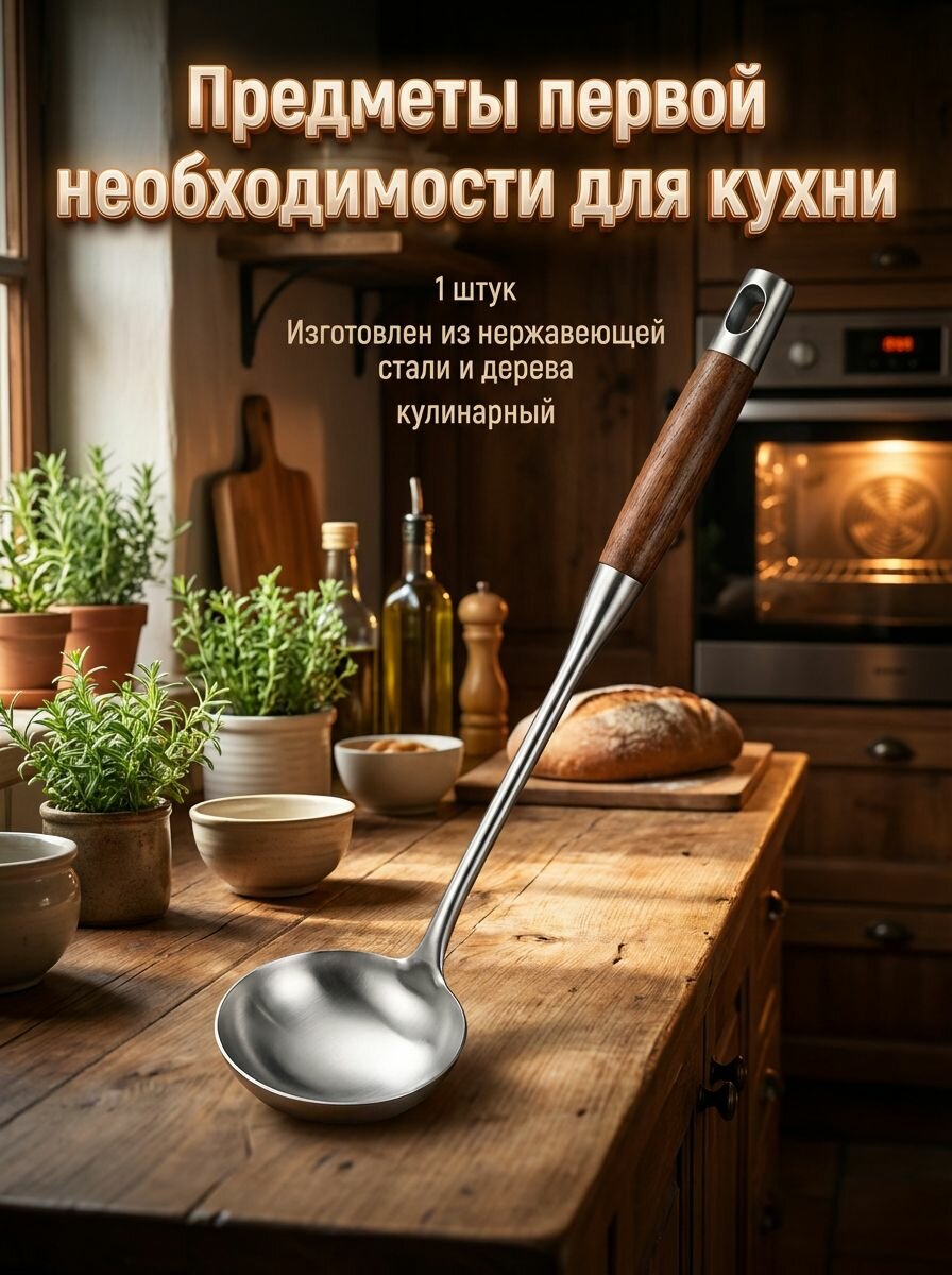 Набор кухонных принадлежностей из нержавеющей стали с ручками из палисандра, 1 предметов