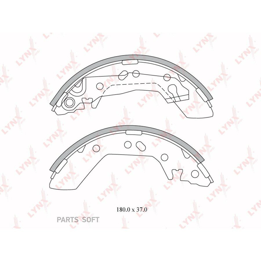 Колодки тормозные барабанные GEELY Atlas 16>, LIFAN Breez 06>, RENAULT Clio II 98-09 / Laguna 95-01, CITROEN Xsara 97-00, PEUGEOT 206 98> от официального дистрибьютора, LYNXAUTO, артикул BS6301